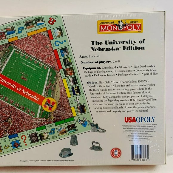 Hasbro | Games | Vintage Monopoly University Of Nebraska Authorized ...